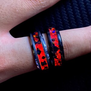 The Lava Rock Ring, Handmade Ruby Ring, Red Ruby Red Opal Tungsten ...