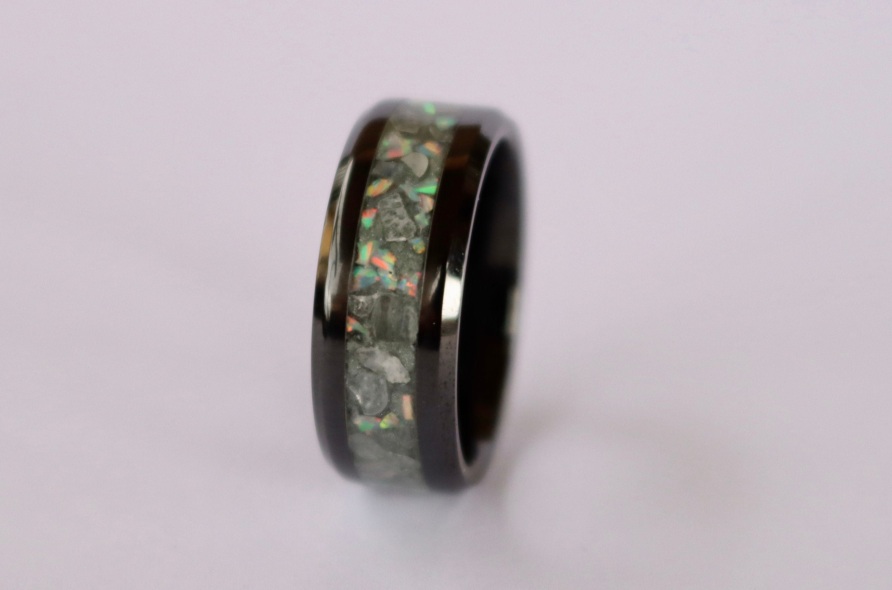 The Tombstone Ring, Handmade Black Ceramic Ring, Aquamarine Moonstone ...