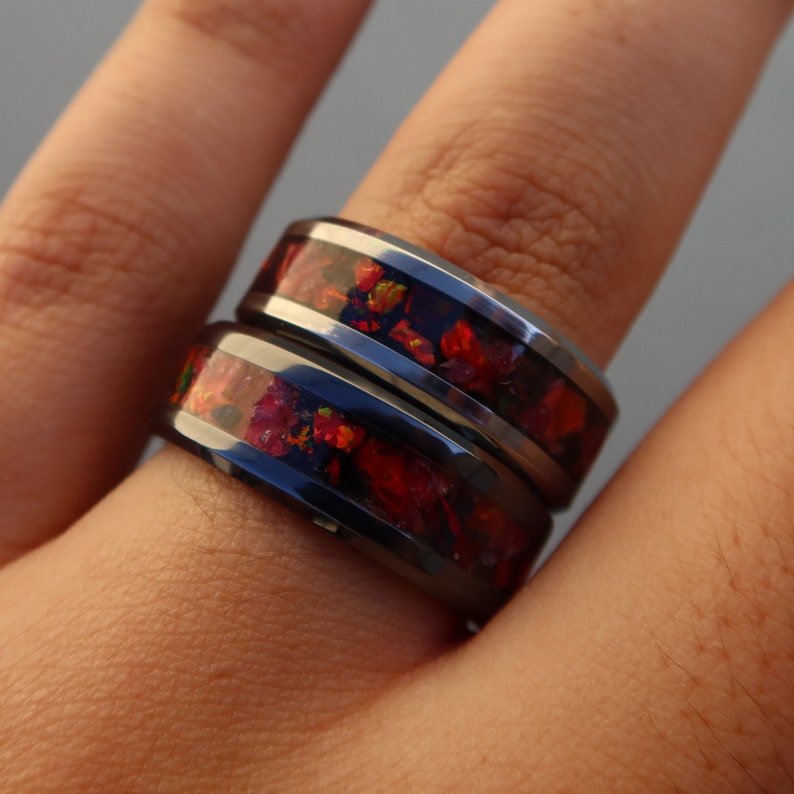 The Lava Rock Ring Handmade Ruby Ring Red Opal Ruby Tungsten - Etsy