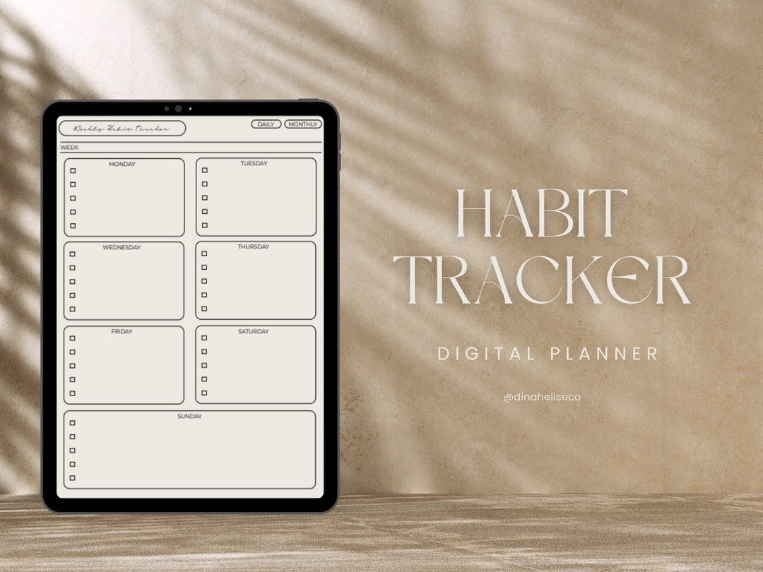 Digital Minimalistic Daily Habit Tracker, Routine and Wellness Tracker ...