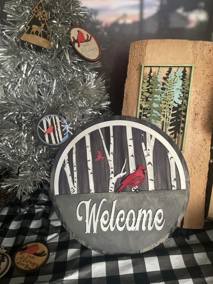 Cardinals Welcome Sign - Laser Digital File - Etsy