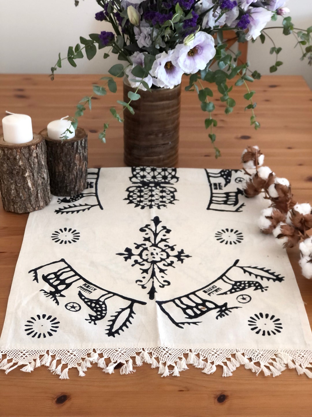 Handmade Block Print Cotton Table Runner: Boho Traditional Decor - Etsy