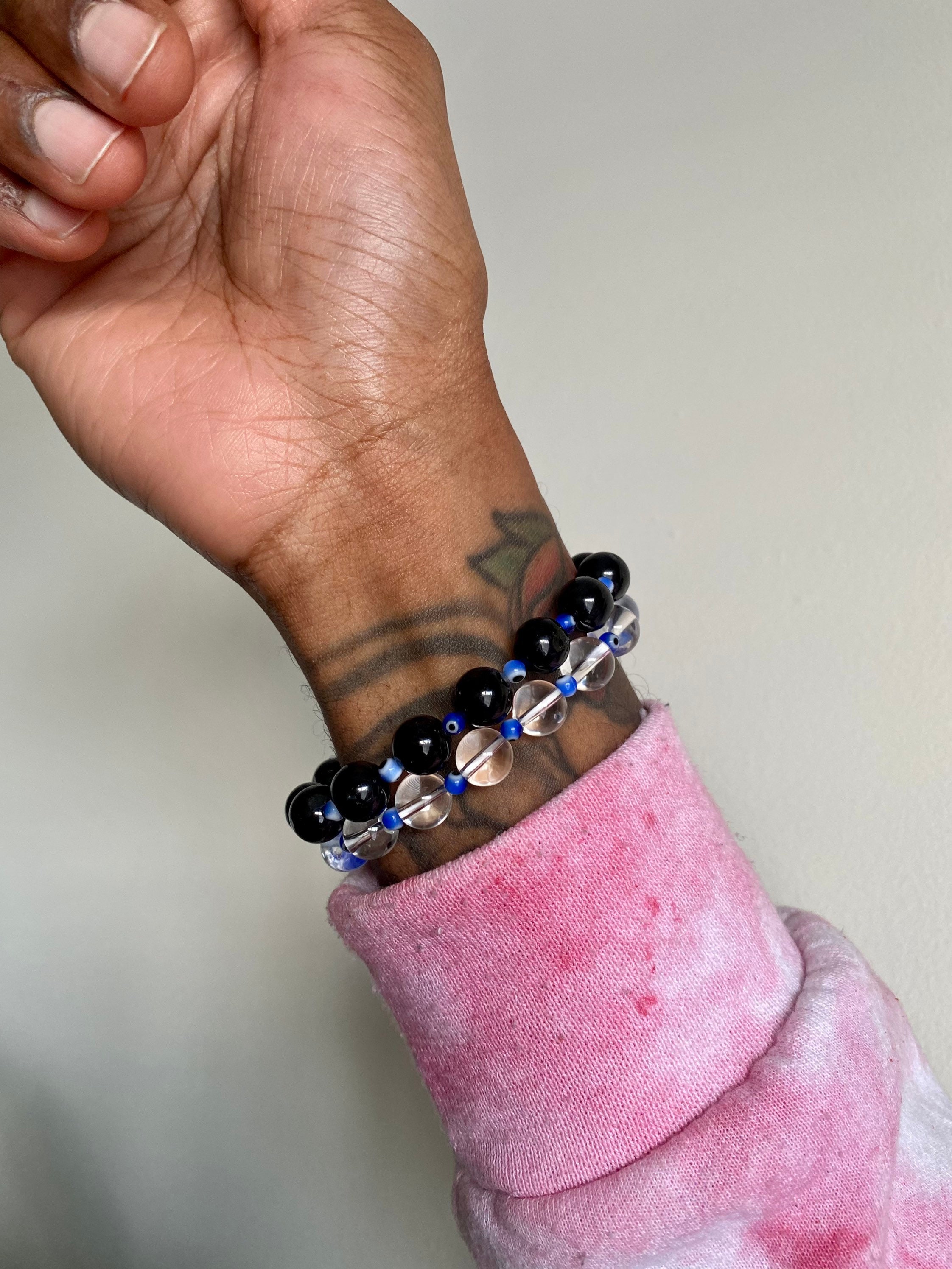 Evil Eye Crystal Bracelets | Evil Eye Bracelets | Rose Quartz Evil Eye ...