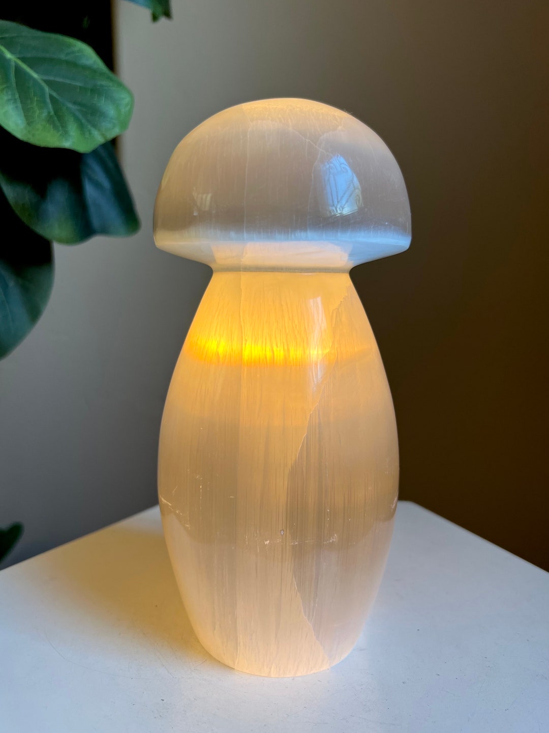 Selenite Mushroom Lamp | Crystal Lamp | Satin Spar Lamp | Crystal ...