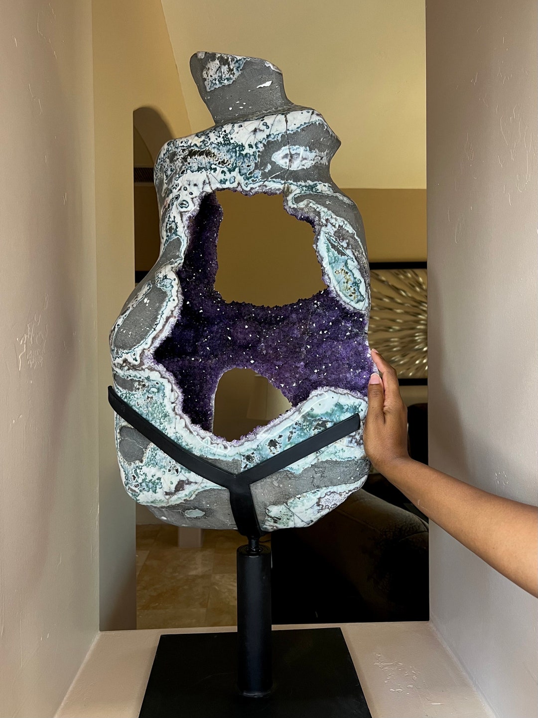 XL Rotating Amethyst on Stand Spinning Amethyst Large Amethyst Home ...