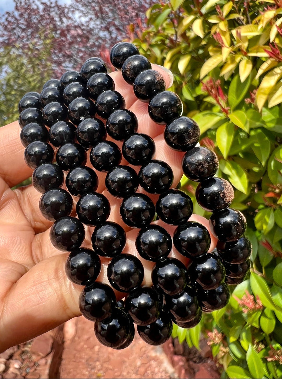 Black Onyx Crystal Bracelet | Black Onyx 8mm Bead Bracelet | High Grade ...