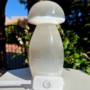 Selenite Mushroom Lamp | Crystal Lamp | Satin Spar Lamp | Crystal ...