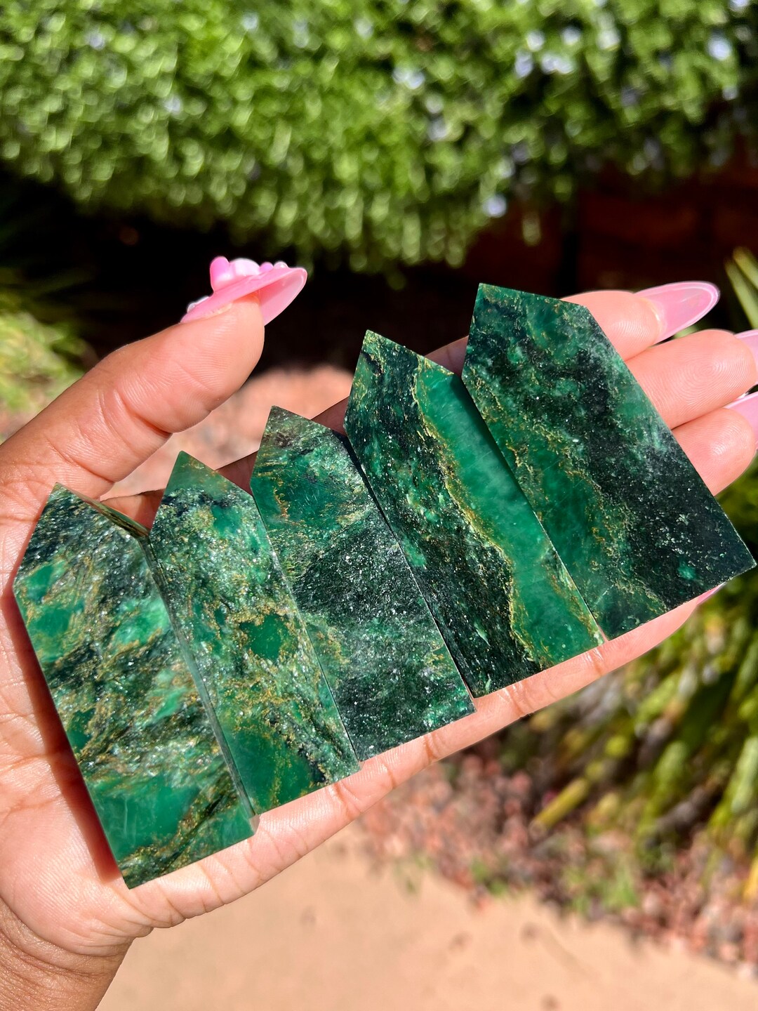 Verdite Towers | "african Jade" Towers | Green Crystal Towers | Heart ...