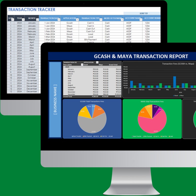 GCASH & PAYMAYA Transaction Tracker and Dashboard Excel Template ...