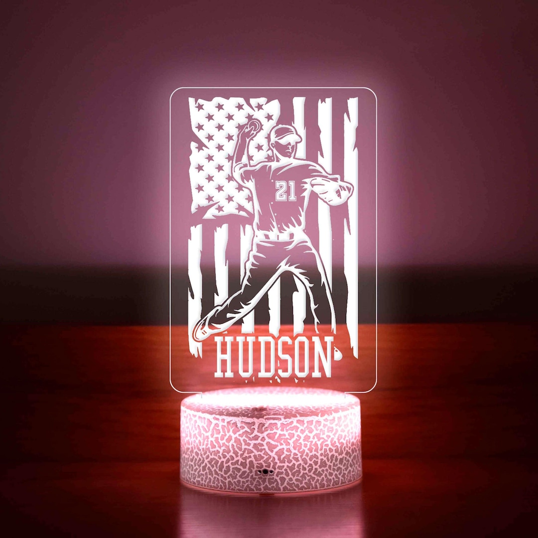 Personalized Baseball Pitcher Night Light - Boys Bedroom Lights ...