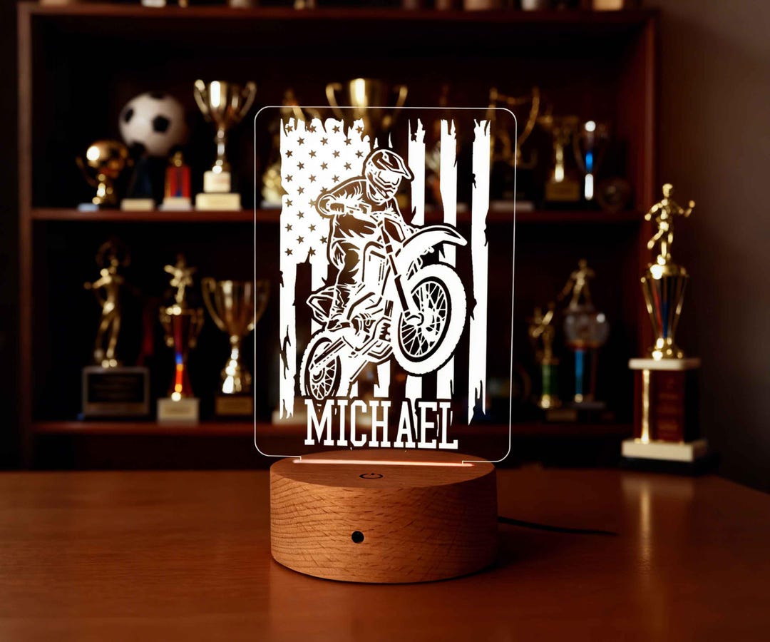 Personalized Motocross Night Light – Engraved Motorcycle LED Lamp - Etsy