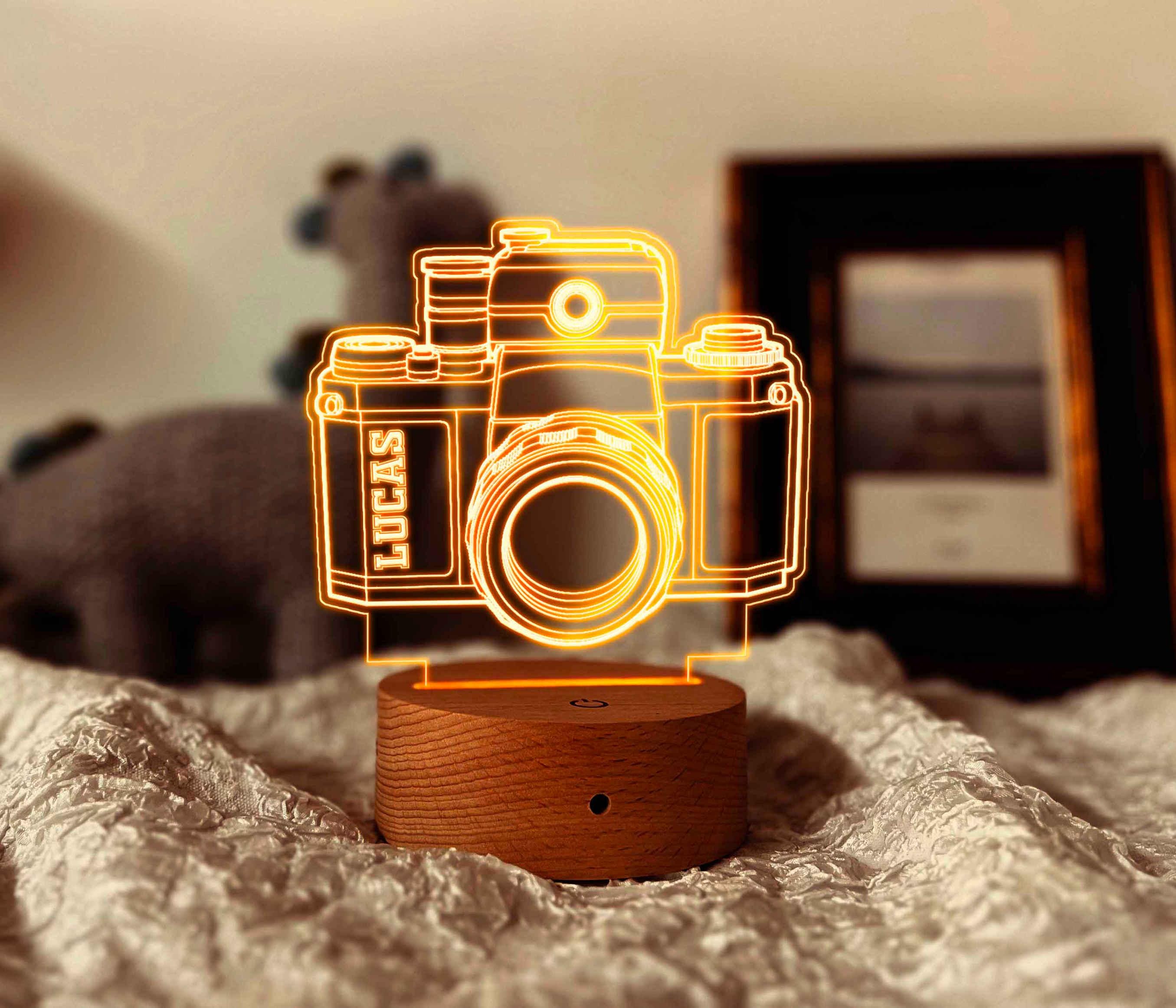 Personalized Camera Night Light, Photography Gift, Custom Name Lamp - Etsy