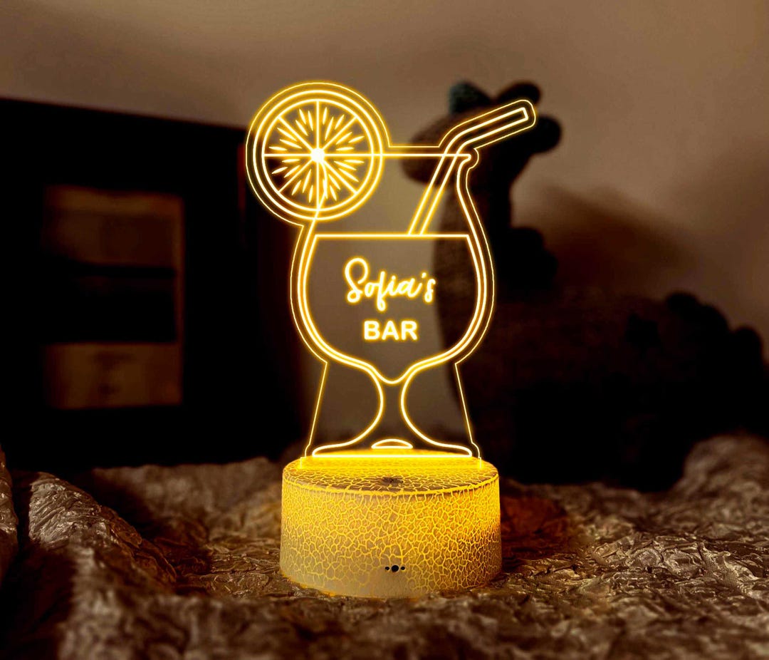 Custom Home Bar Lamp - Cocktail Bar Led Sign - Basement Bar Ambient ...
