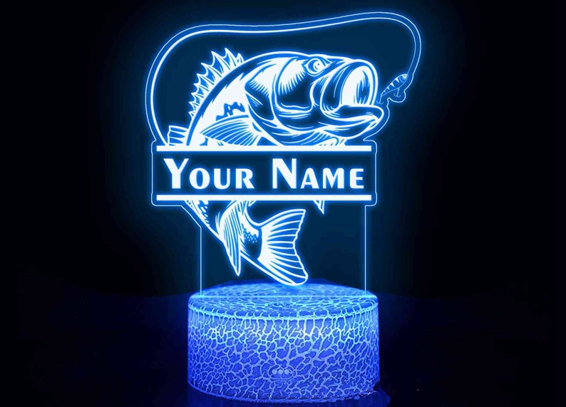 Fishing Night Lamp, Custom Night Light, Bedroom Decor, Fishing ...