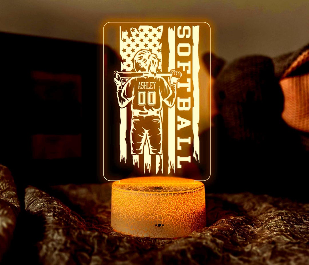 Softball Girl Night Light - Night Lights for Girls - Softball Player ...