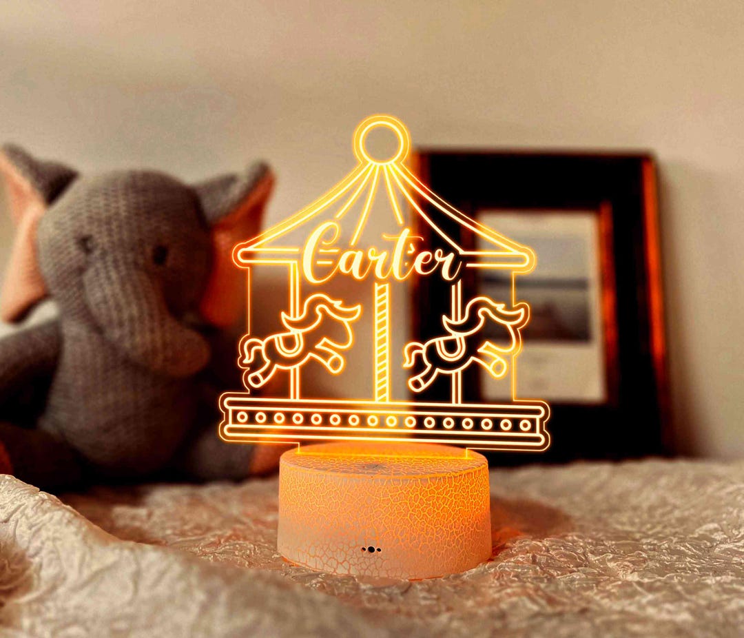 Personalized Carousel Night Light, Children's Night Lamp, Boys Bedroom ...
