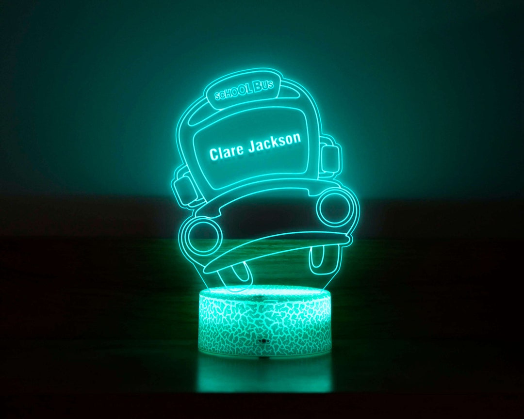 Personalized Cartoon School Bus Night Light, Bus Lamp, Childrens Light ...