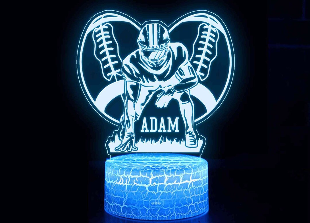Custom Football Night Light, Custom Name Night Lamp, Football Player ...