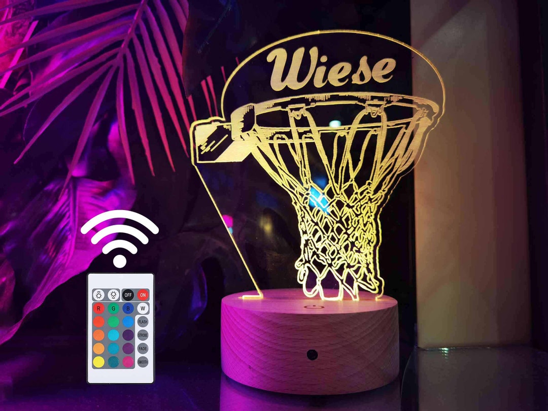 Personalised Basketball Night Light, Boys Bedroom, Custom Name Light ...
