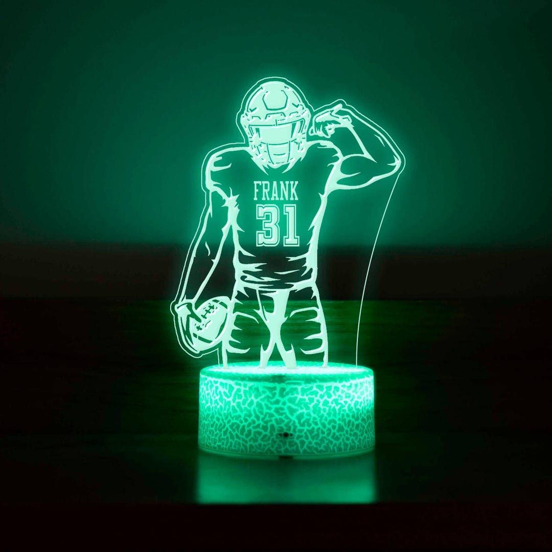 Football Player Night Light - America Football Gift - Personalized Name ...