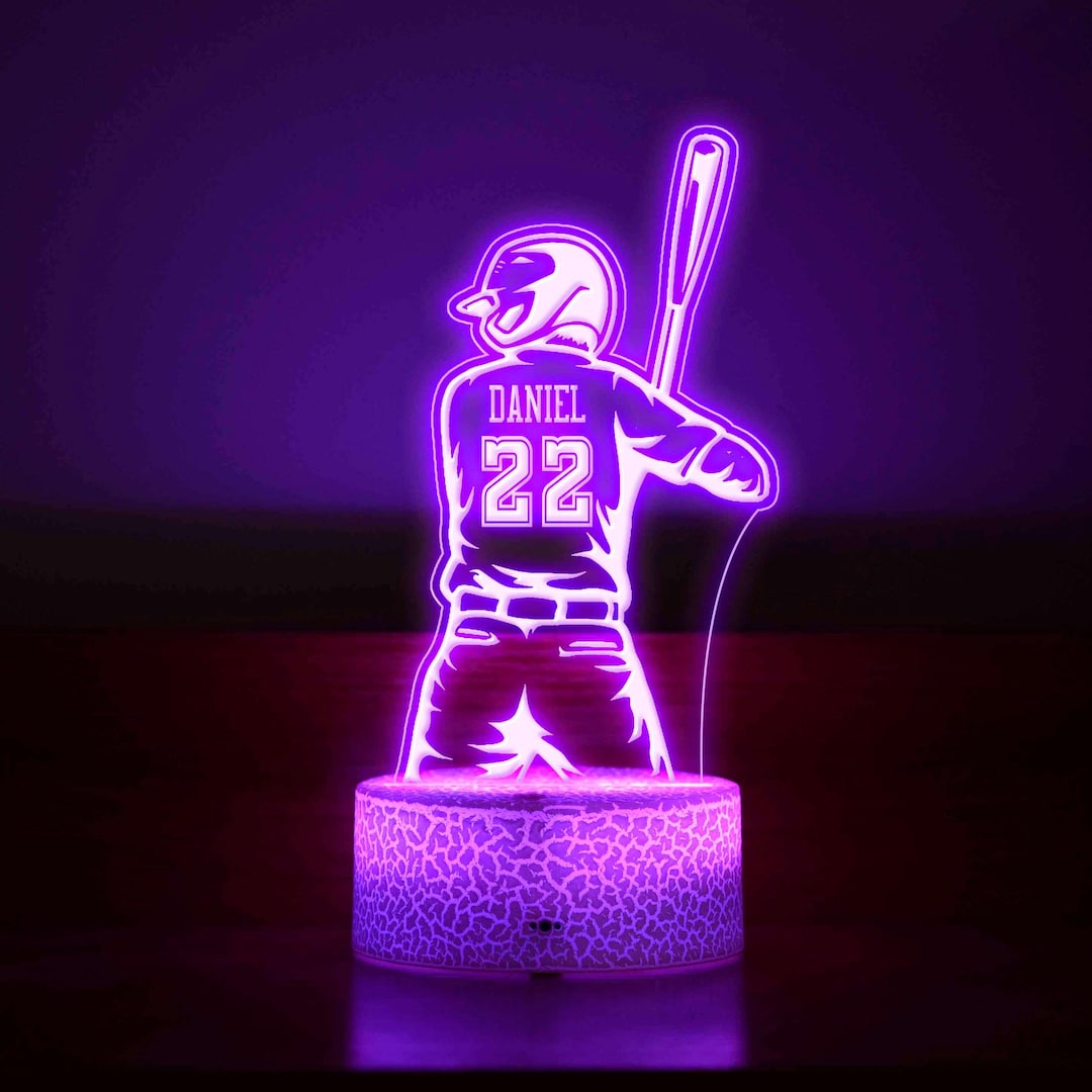 Personalized Baseball Player Night Light - Baseball Coach Gift - Gift ...