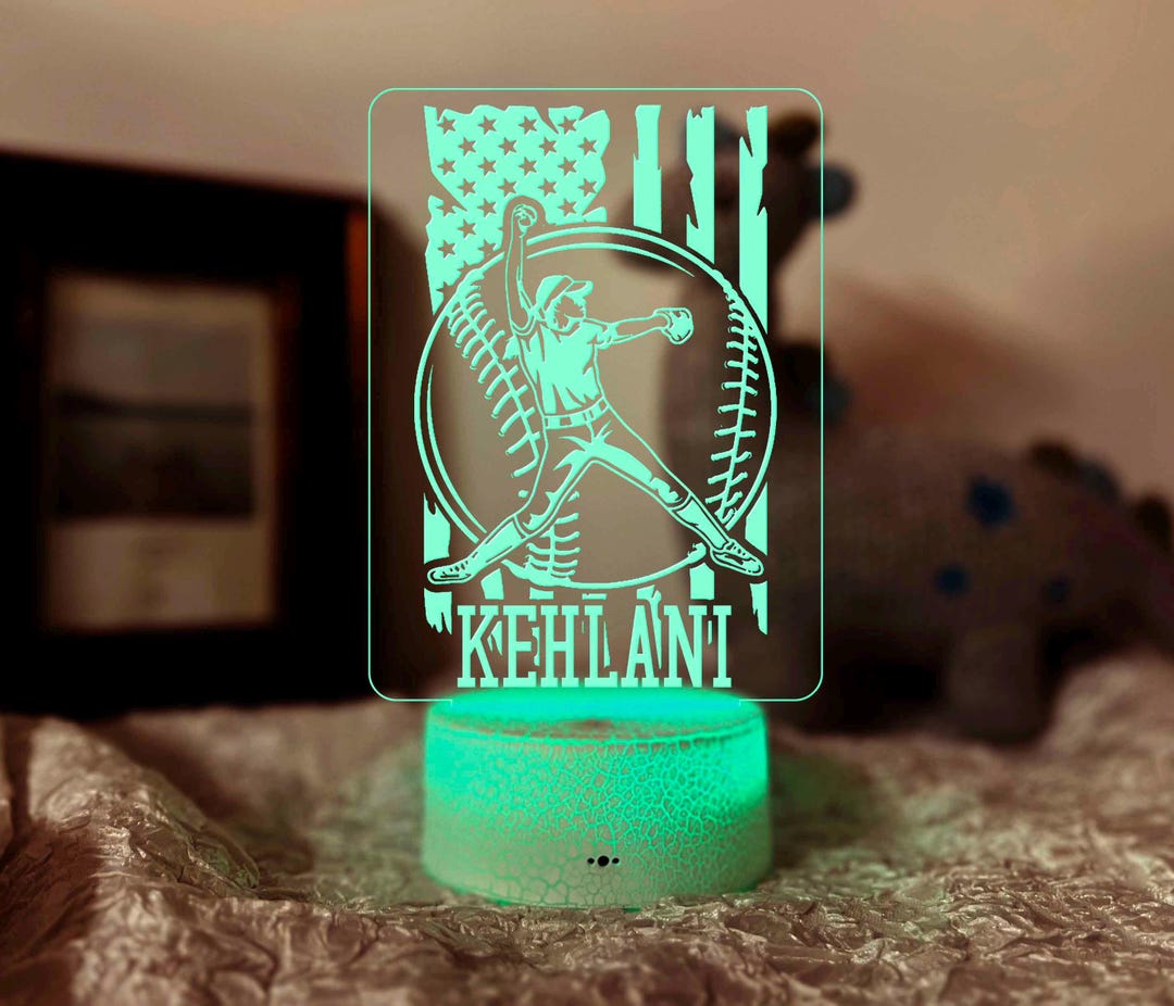 Baseball Pitcher Girl Night Light - Girls Bedroom Gift - Gift for Teen ...