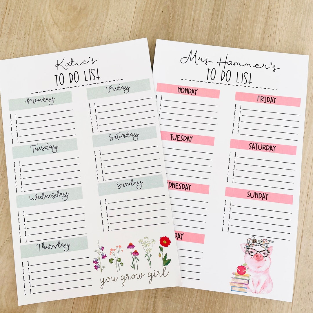 Weekly to Do List, Teacher Gift, Personalized Teacher Gifts, Gifts for ...