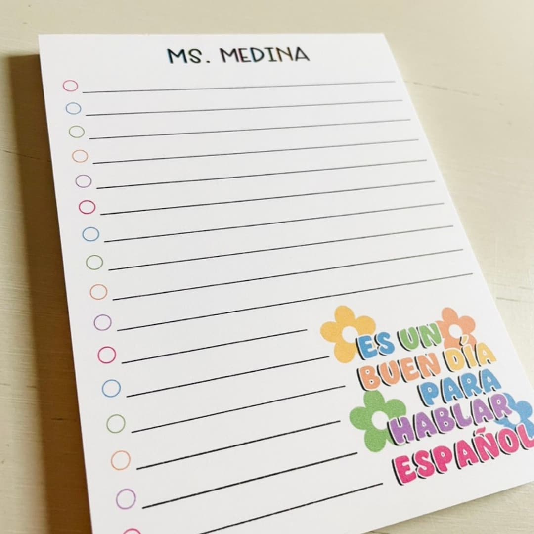 Personalized Spanish Teacher Notepad: Custom Stationery Gift - Etsy