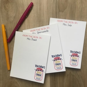 Teacher Notepad, Gift for Teacher, Grade Level Notepad, Grade Level ...