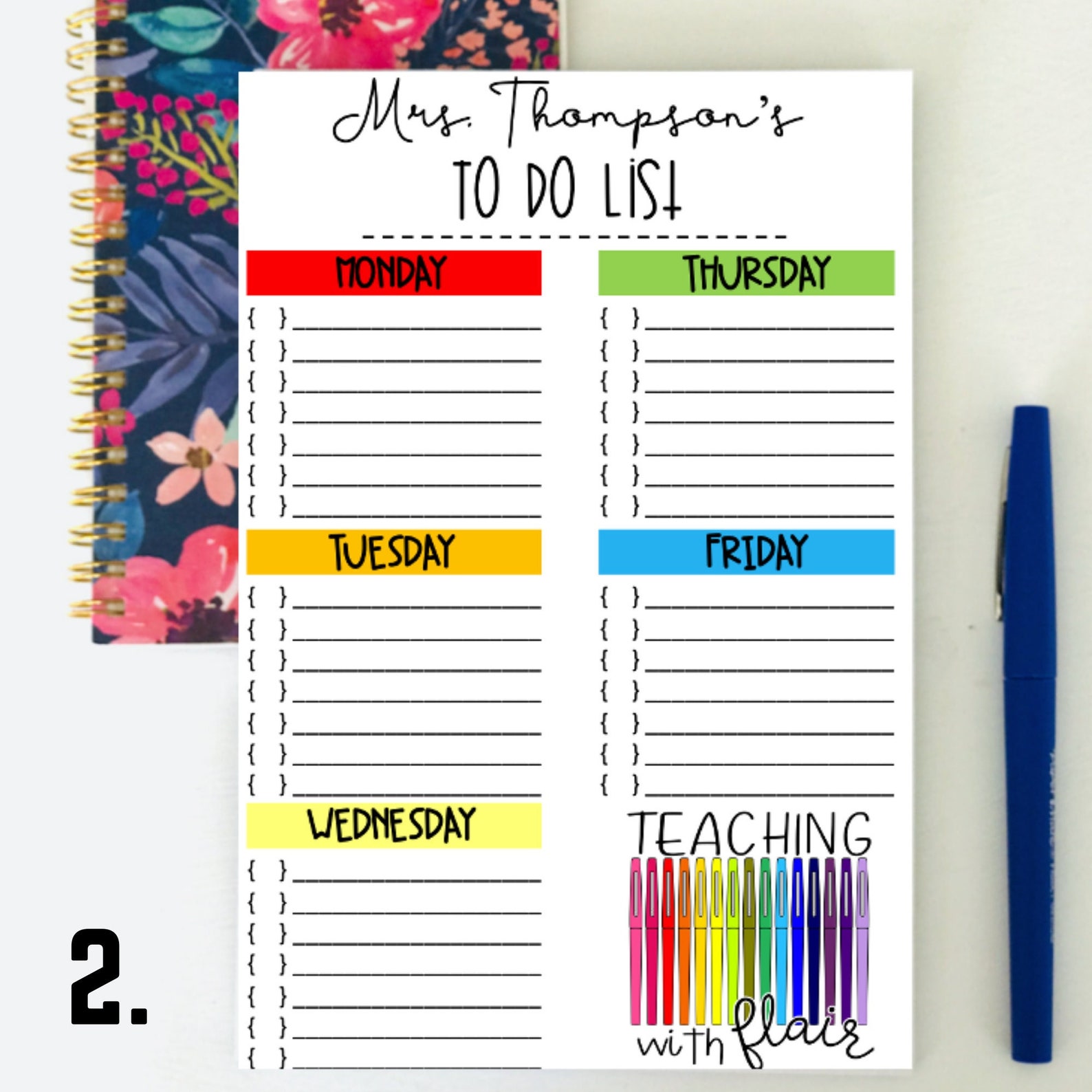 Weekly to Do List Teacher Gift Personalized Teacher Gifts - Etsy