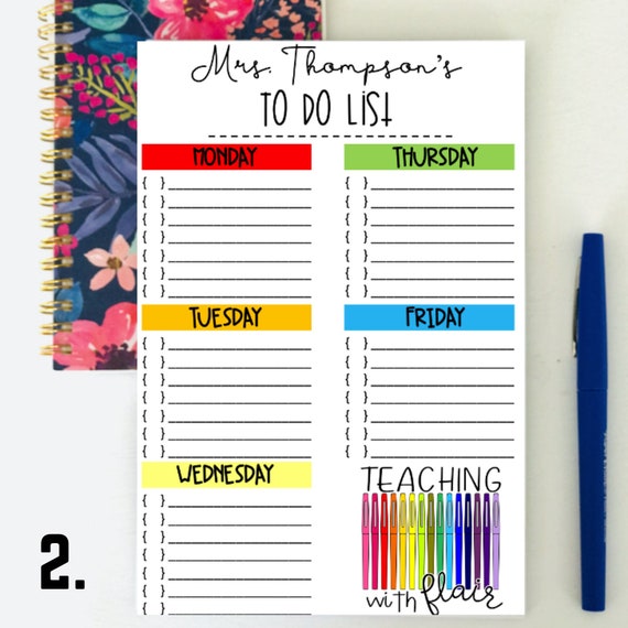 Weekly to Do List Teacher Gift Personalized Teacher Gifts - Etsy