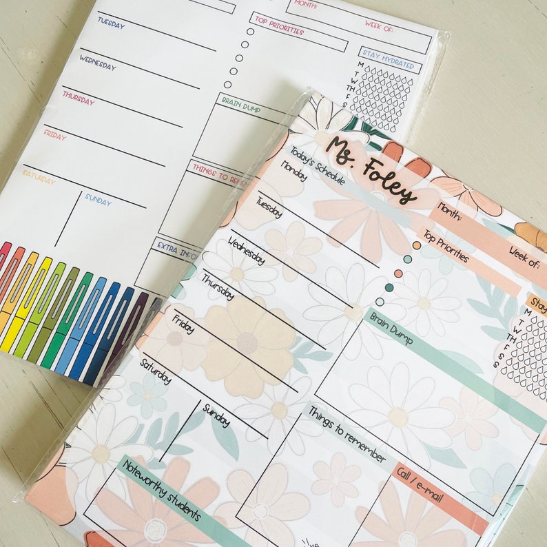 Personalized Teacher Notepad: Retro Week-at-a-glance Planner - Etsy