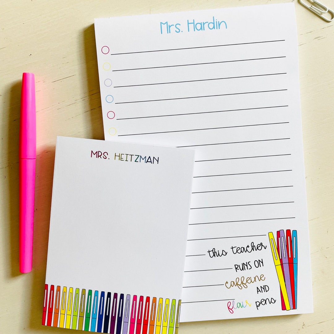 Personalized Teacher Notepad: Colorful Pens Teacher Appreciation Gift ...