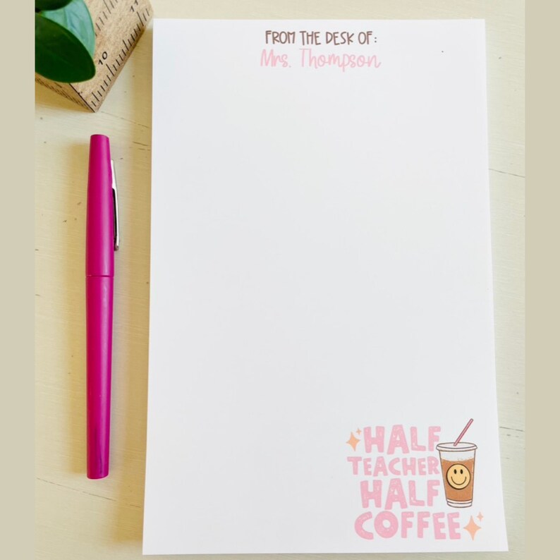 Personalized Coffee Teacher Notepad: Custom Teacher Stationery Gift - Etsy
