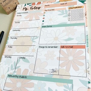 Boho Flower Teacher Planner: Personalized Teacher Week at a Glance ...