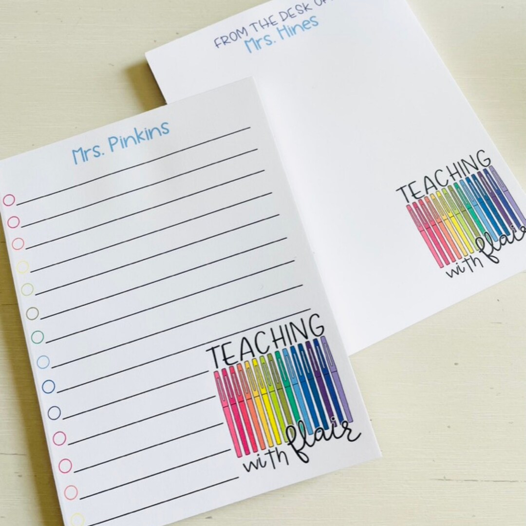Personalized Teacher Notepad: Teaching With Flair, School Staff Gift - Etsy