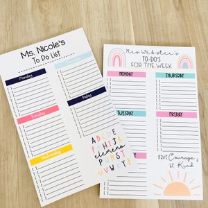 Weekly to Do List, Teacher Gift, Personalized Teacher Gifts, Gifts for ...