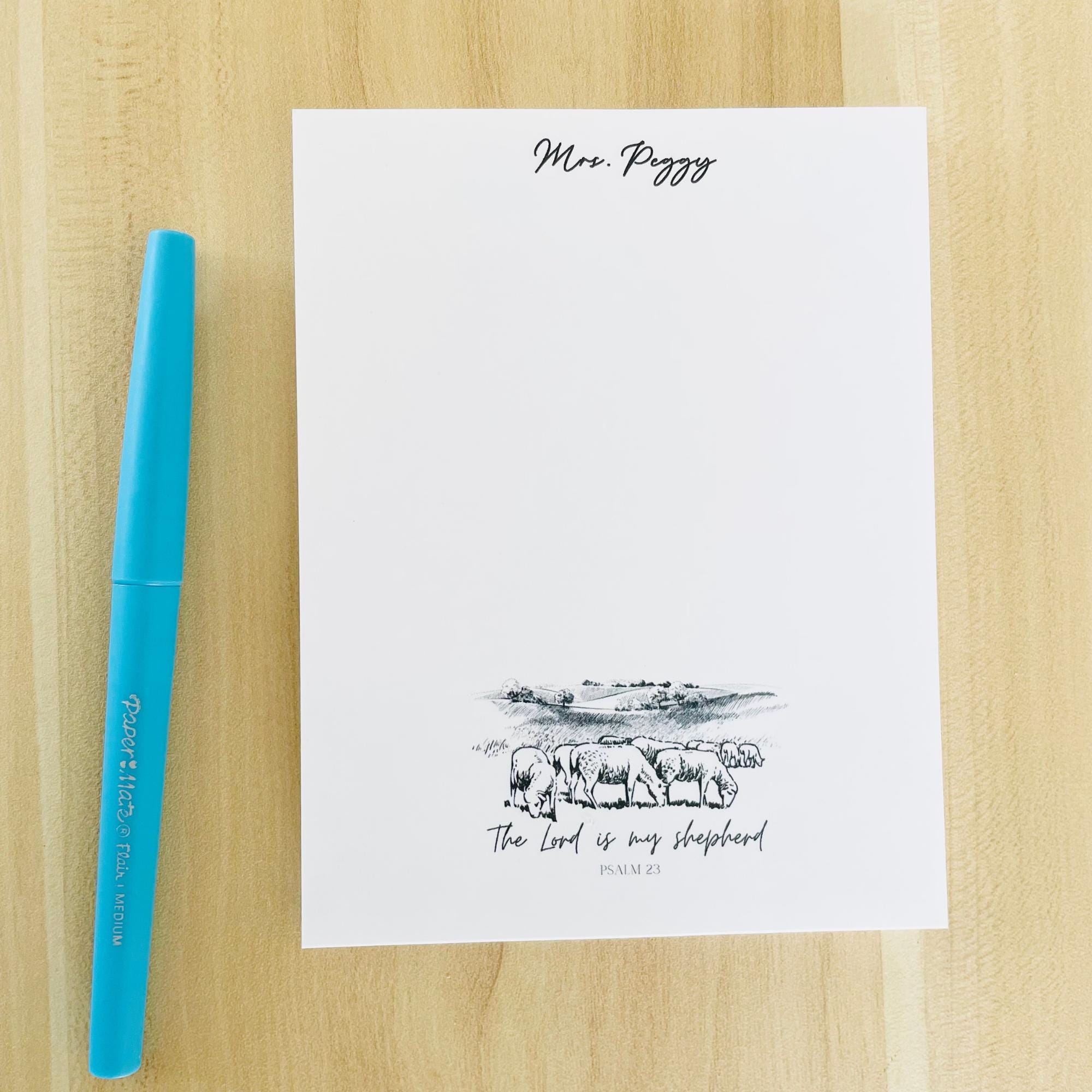 Personalized Religious Notepad: Lord is My Shepherd, Custom Stationery ...