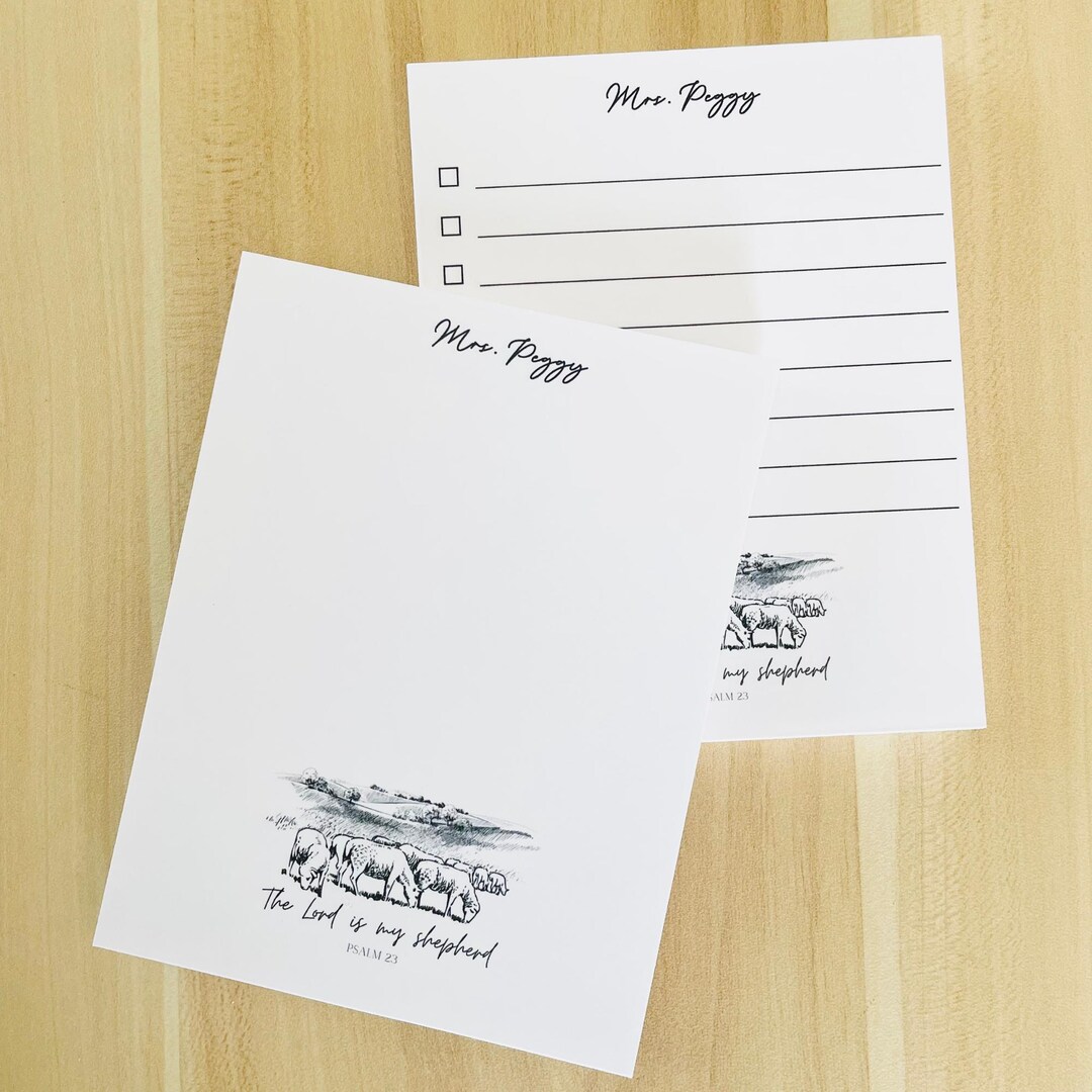 Personalized Religious Notepad: Lord is My Shepherd, Custom Stationery ...