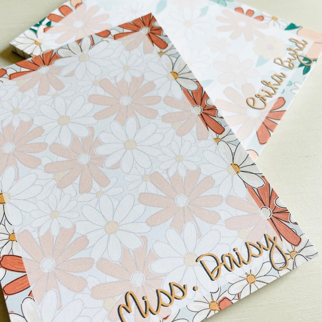 Boho Flower Notepad, Boho Gift, Custom Gift, Gifts for Her, Teacher ...