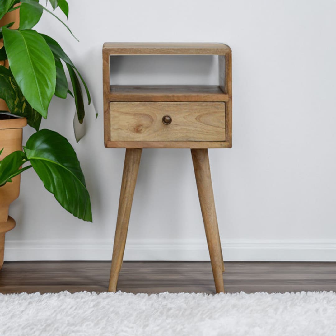 Colour Options Oak Petite Solid Wood Bedside Table 30cm X - Etsy UK