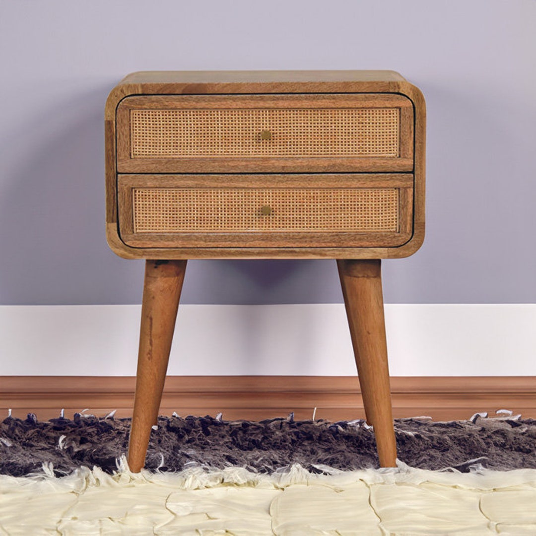 Knit Front Oak Solid Wood Bedside Table - Etsy