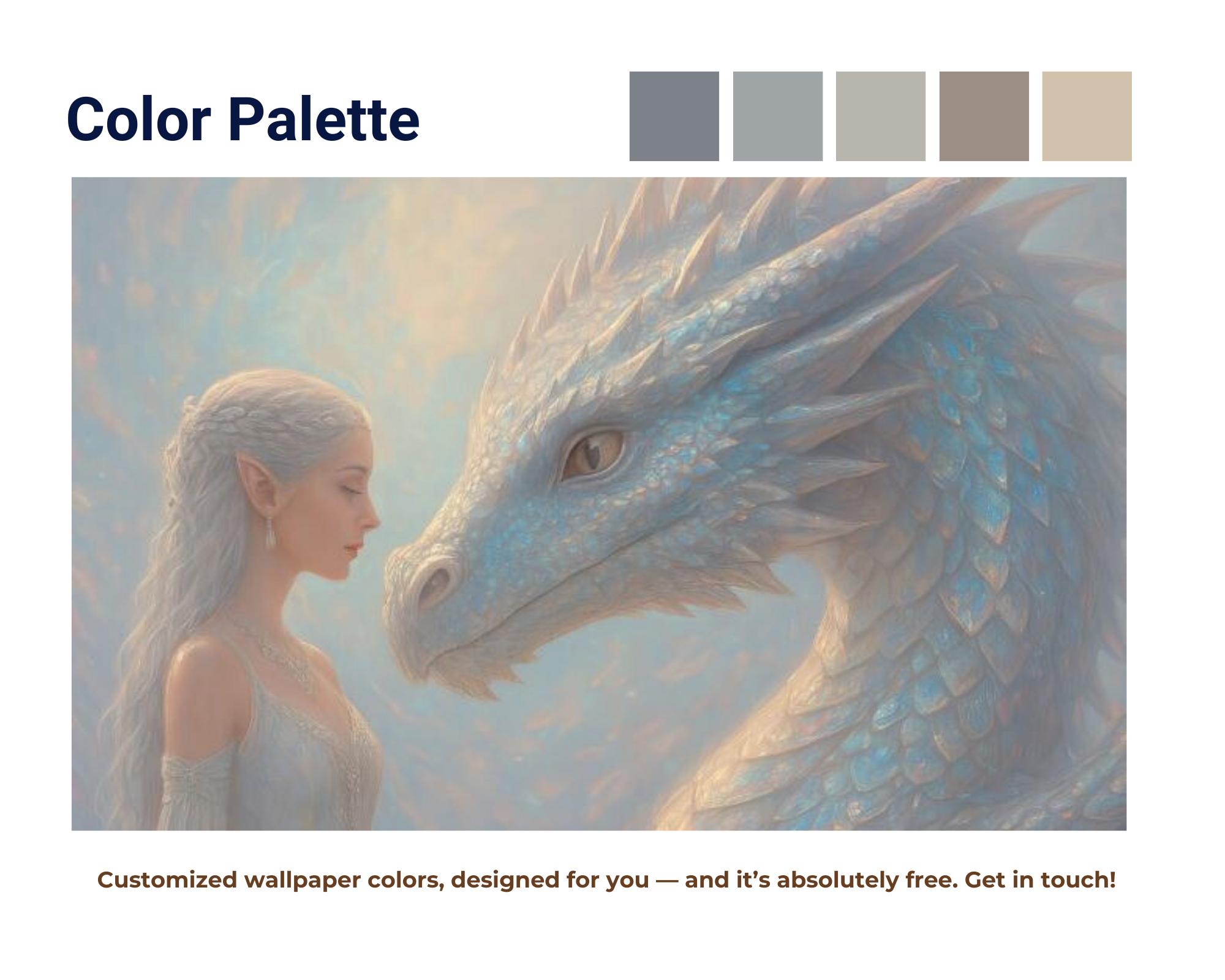 Fantasy Dragon Wallpaper - Peel and Stick Wall Mural With Elf and Ice ...