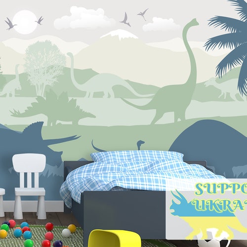 Dinosaur Wallpaper for Boy Nursery Removable / Large Jurassic - Etsy