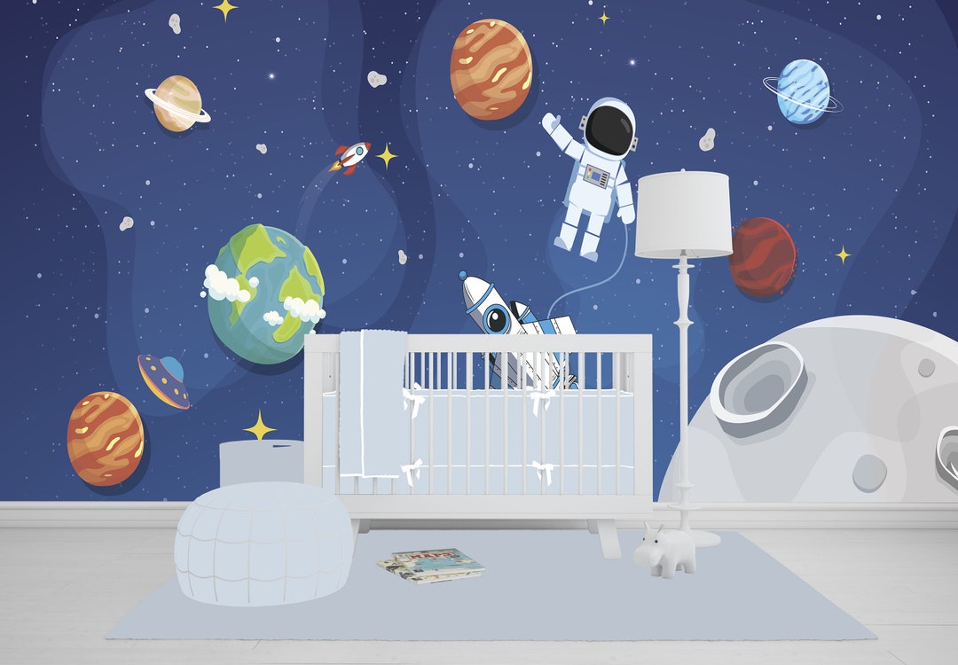 Spaceman Wallpaper for Toddler Boy Nursery Removable. Cosmic - Etsy