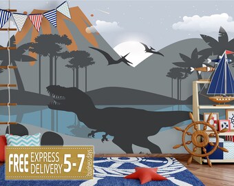 Dinosaur Wallpaper for Boy Nursery Removable / Large Jurassic | Etsy