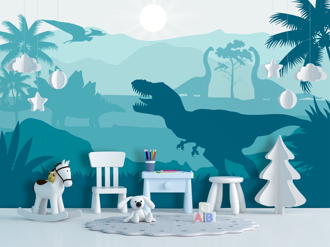 Dinosaur Wallpaper Baby Boy Nursery Removable / Large Jurassic World ...