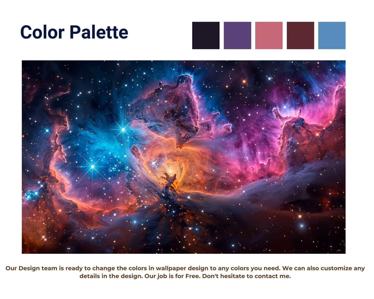 Space Wallpaper Peel and Stick Bedroom Rainbow Galaxy Kids Room Art ...