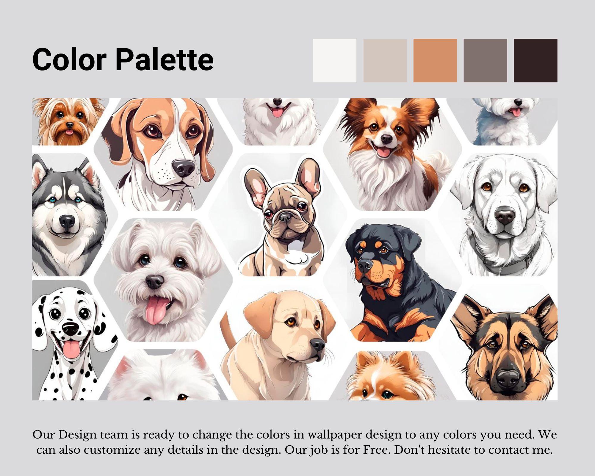 Dog Wallpaper Peel and Stick Cafe, Puppy Wall Mural, Pets Bedroom ...