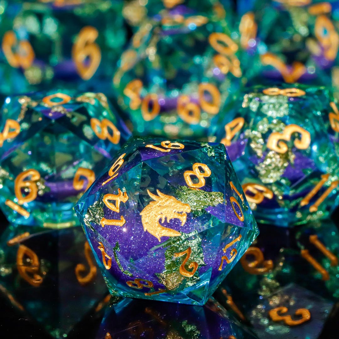 Liquid Core Dragon Dice Set, Purple Resin RPG Dice for DND - Etsy